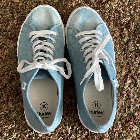 Hurley | Shoes | Hurley Light Blue Lace Up Sneakers Size | Poshmark